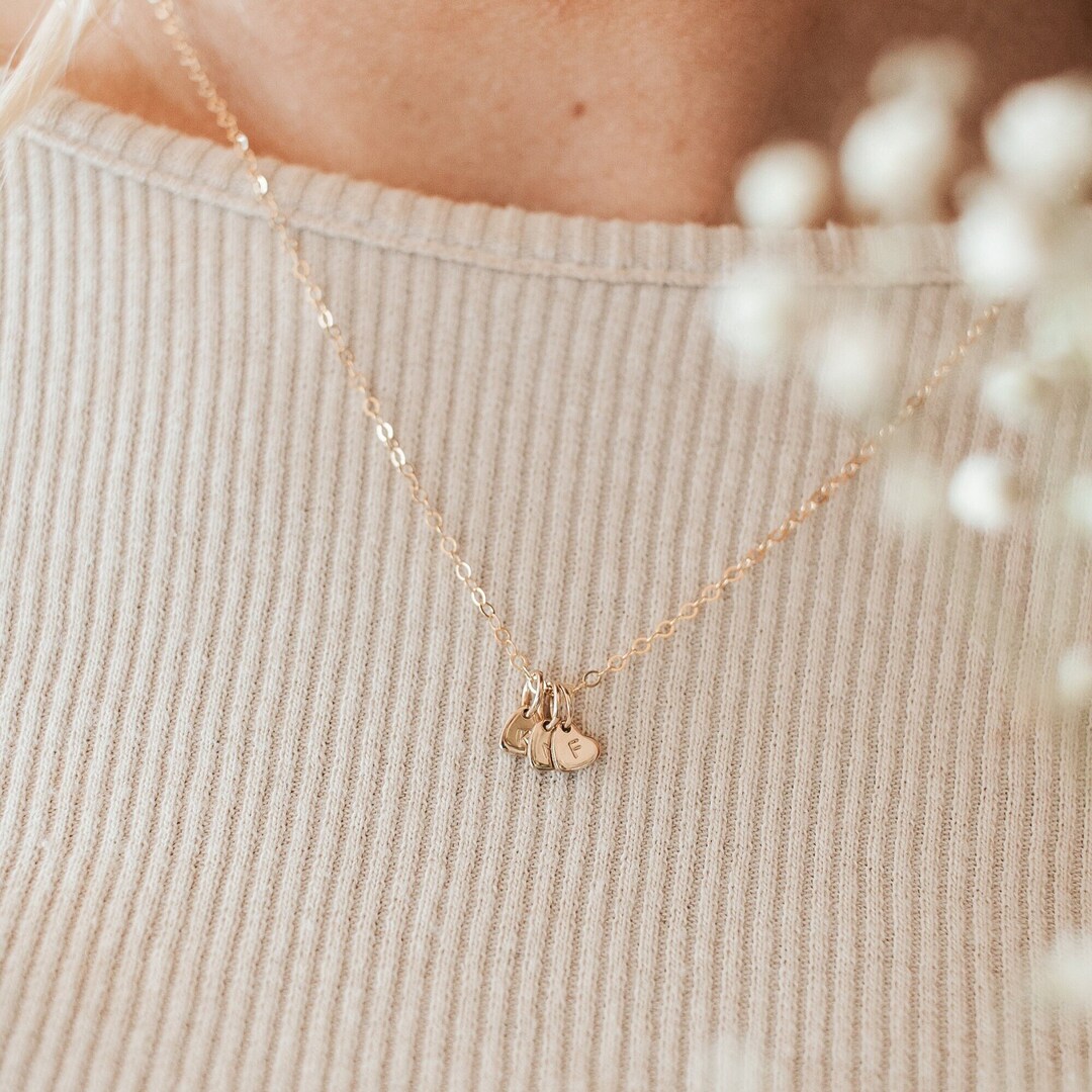 Cleo Heart Necklace • Tiny Initial Charm Necklace - Dainty + Minimalist ...