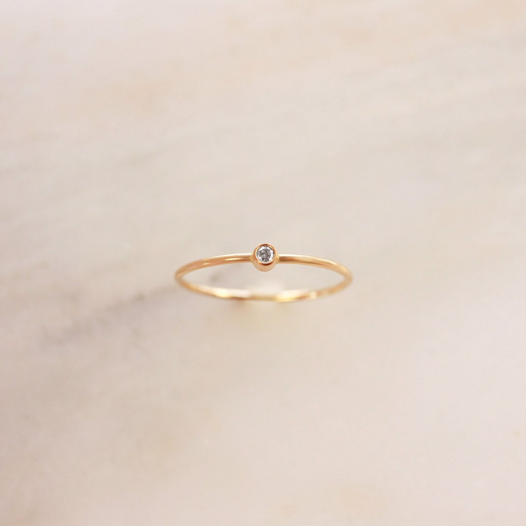 Tiny April Birthstone Ring Gold CZ Ring Gold, Silver or Rose Gold ...
