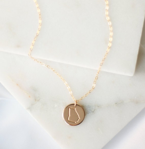 Georgia State Necklace 14k Gold Filled 14k Rose Gold | Etsy