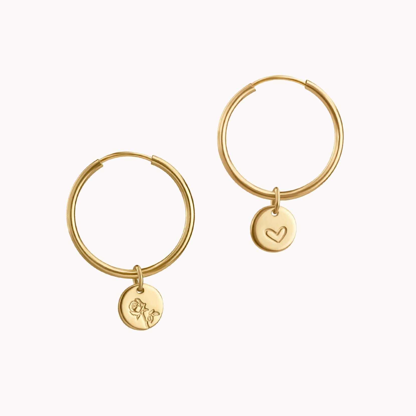 Personalized Disc Hoops • Gold, Silver or Rose Gold - Initial Earrings ...