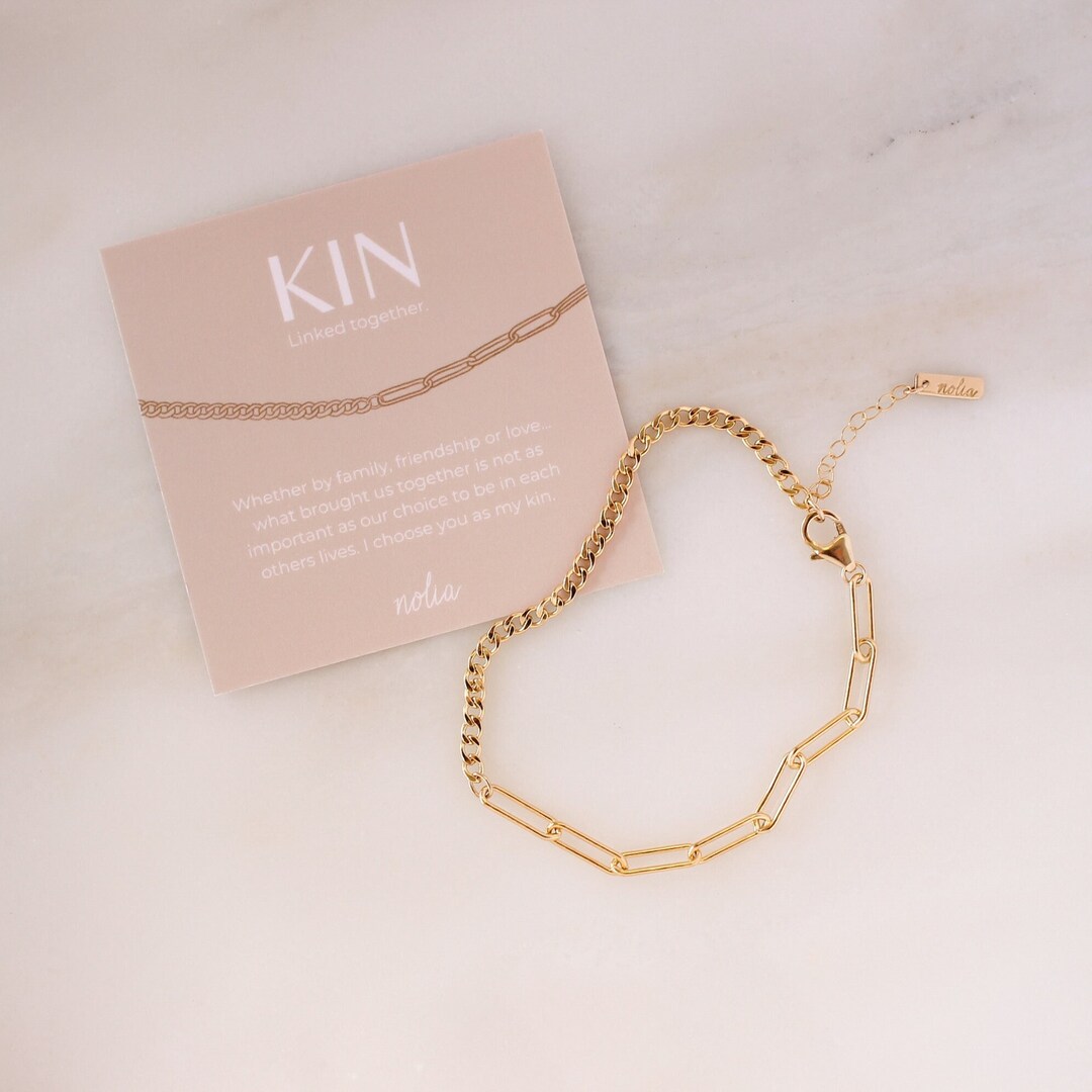 KIN Bracelet • Friendship Bracelet - Gold or Silver - Curb Paperclip ...