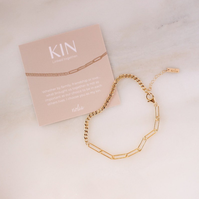 KIN Bracelet • Friendship Bracelet - Gold or Silver - Curb Paperclip ...