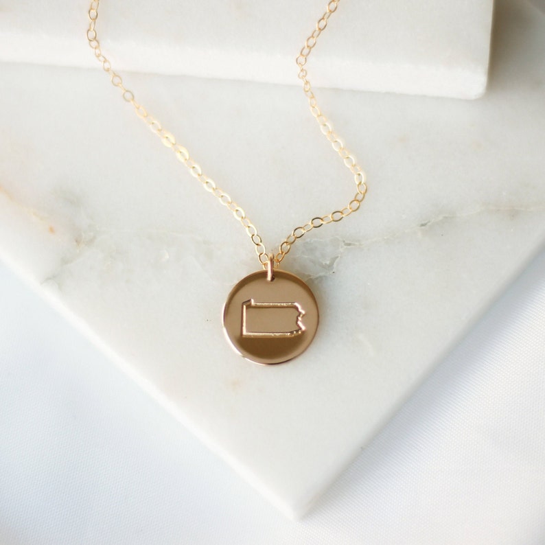 Pennsylvania State Necklace 14k Gold Filled 14k Rose Gold | Etsy