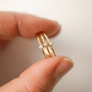 Tiny Opal Ring • October Birthstone Ring - Dainty Gold Ring - Tiny Gemstone Ring - Mothers Ring ...