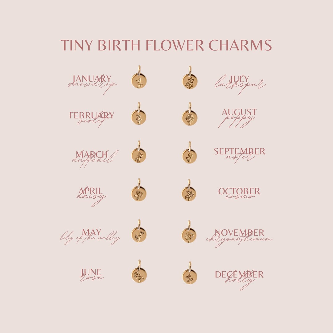 Tiny Birth Flower Charm Add on Personalized Pendant Floral Jewelry ...