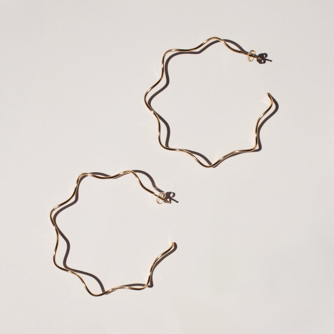 Current Hoop Earrings • 14k Gold Filled or Sterling Silver - Large Wavy ...