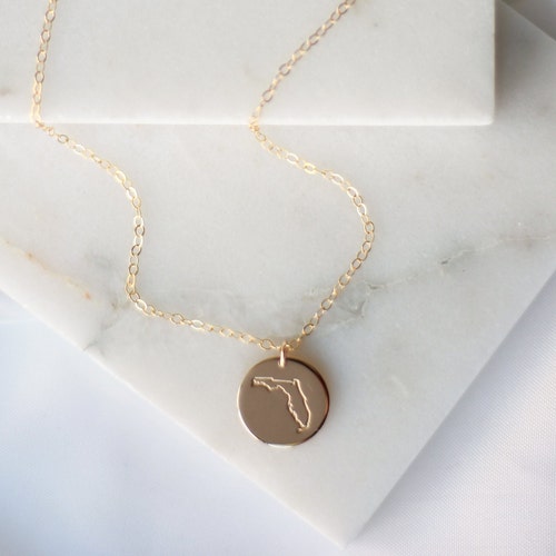 Florida State Necklace 14k Gold Filled 14k Rose Gold - Etsy
