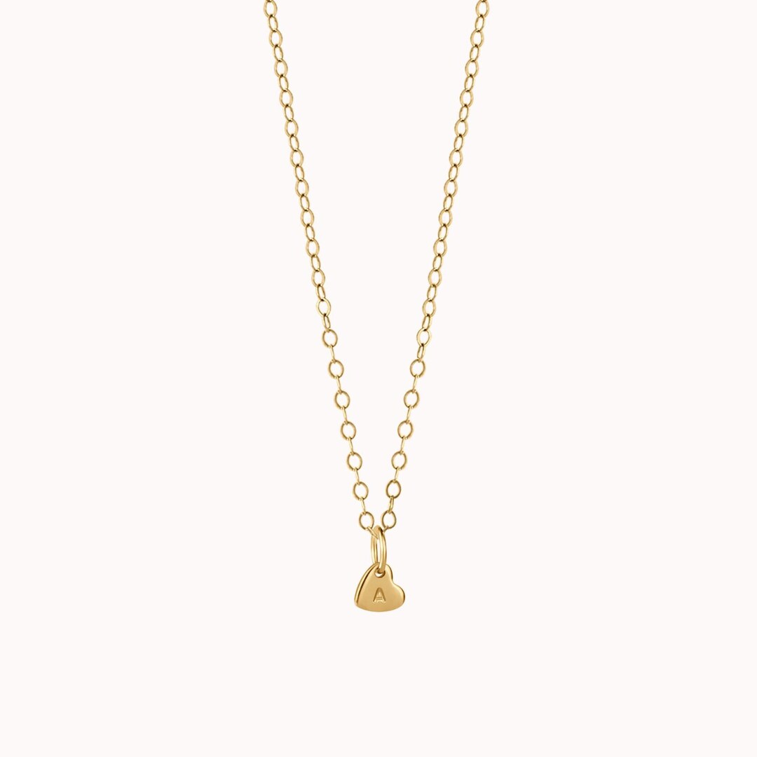 Cleo Heart Necklace • Tiny Initial Charm Necklace - Dainty + Minimalist ...