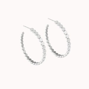 Medium Cora Hoops • Gold, Rose Gold or Silver - Textured Dot Beaded Earrings - Everyday Jewelry ...