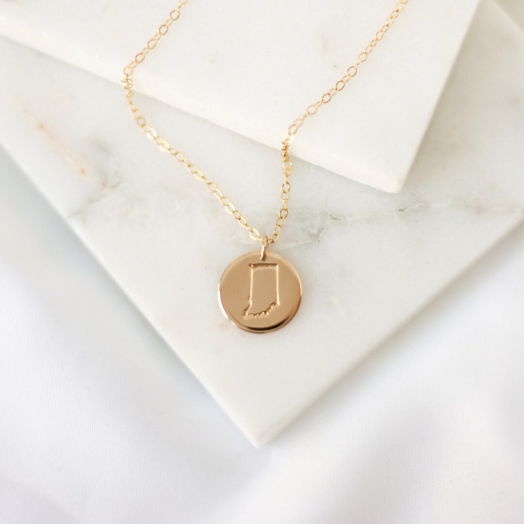Indiana State Necklace 14k Gold Filled 14k Rose Gold - Etsy