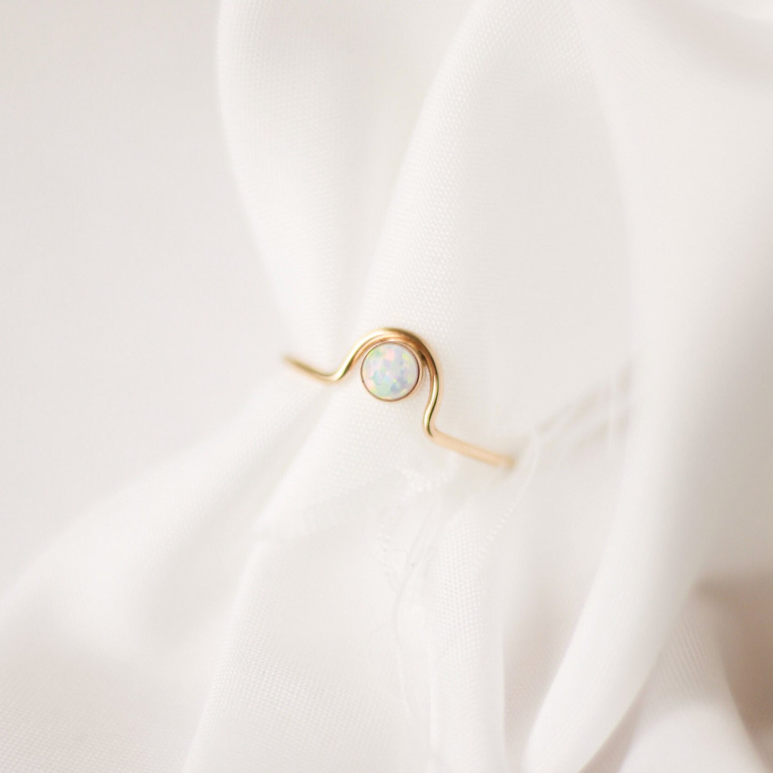 Opal Arch Ring October Birthstone Ring 14k Gold or Silver - Etsy