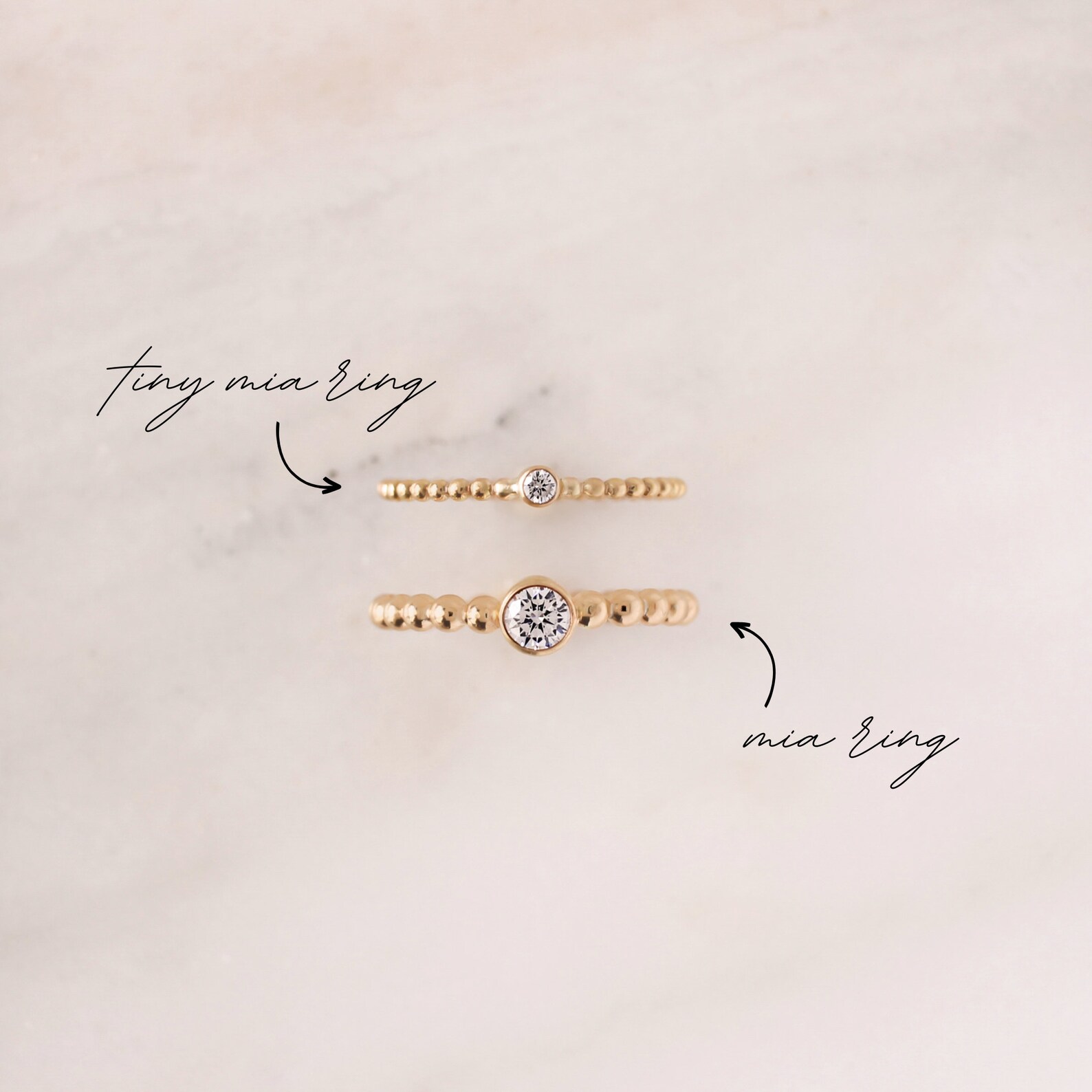 Mia Birthstone Ring • Gold, Rose Gold or Silver - Beaded Gemstone Ring - Minimalist Birthstone ...