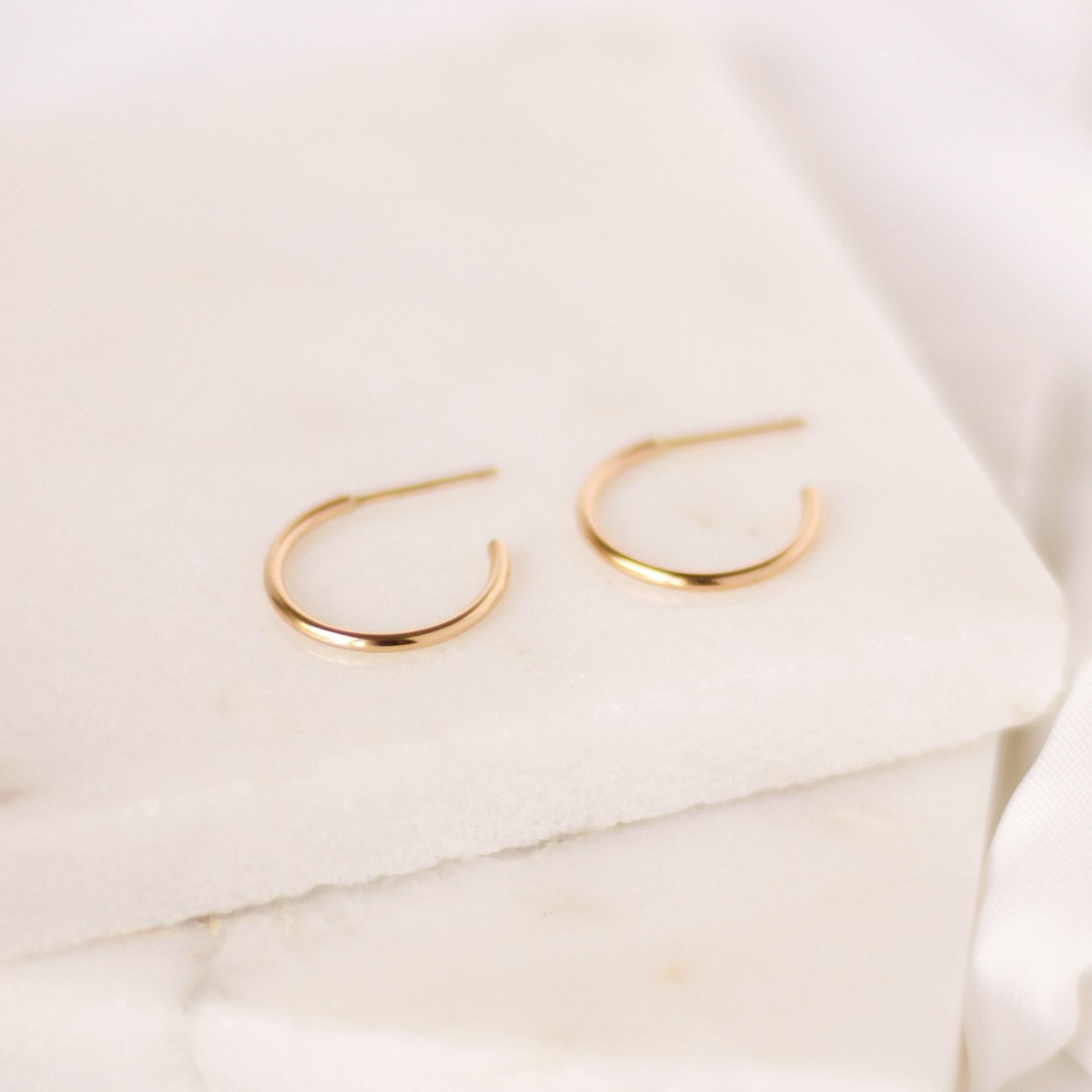 Small Everyday Hoops • Gold, Rose Gold, or Silver - Basic Hoop Earrings ...