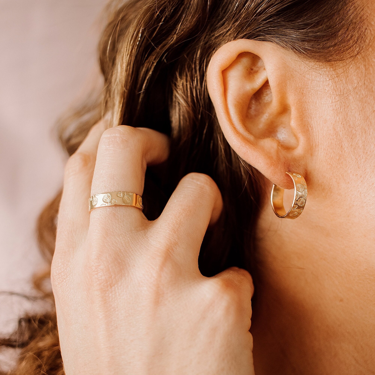 Birth Flower Hoops • Personalized Floral Earrings - 14k Gold Filled ...