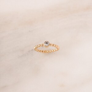 Mia Birthstone Ring Gold, Rose Gold or Silver Beaded Gemstone Ring Minimalist Birthstone Jewelry ...