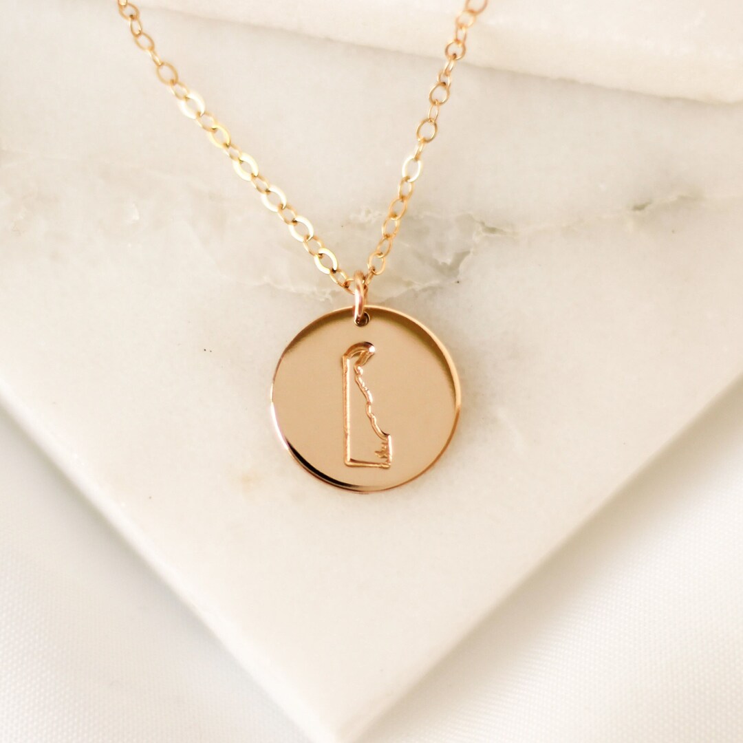 Delaware State Necklace • 14k Gold Filled, 14k Rose Gold Filled, or ...