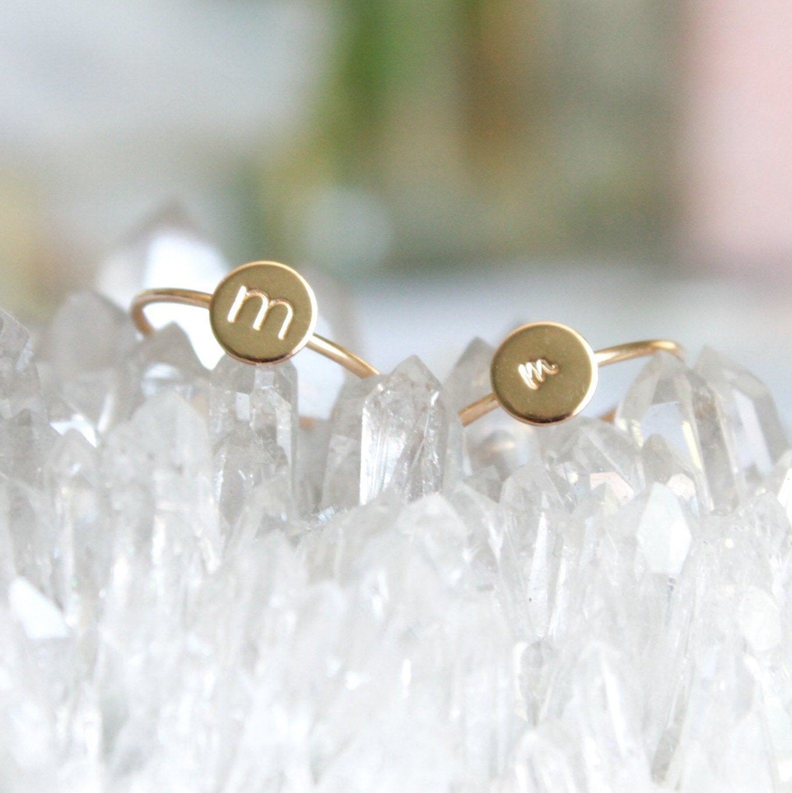 Initial Disc Ring Gold Rose Gold or Silver Mothers Rings | Etsy