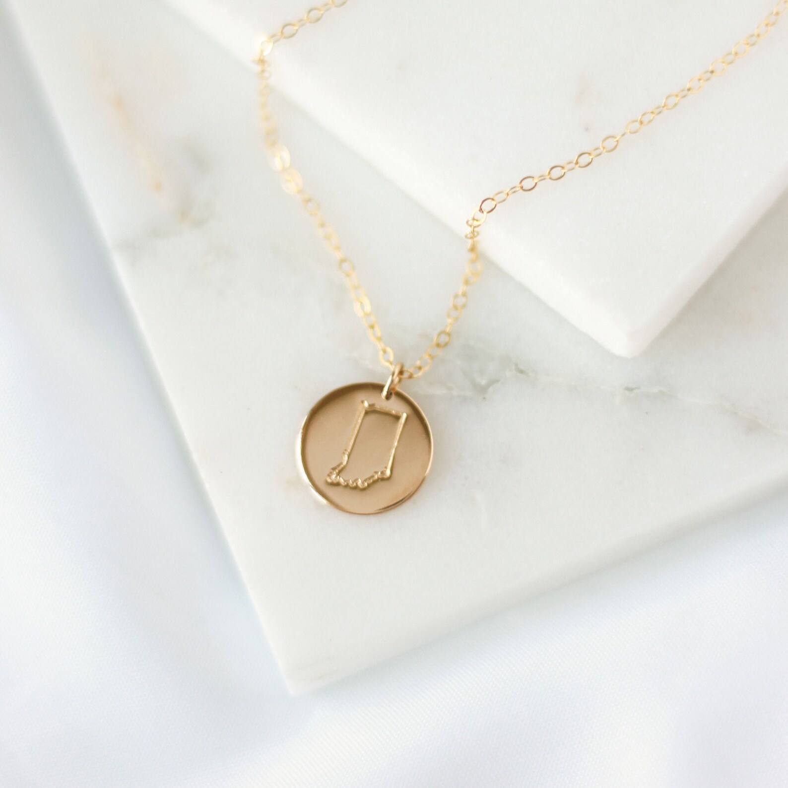 Indiana State Necklace 14k Gold Filled 14k Rose Gold | Etsy