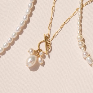 Verona Pearl Necklace • Gold or Silver - Modern Pearl Jewelry - Bridal ...