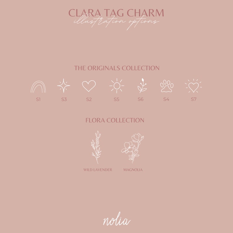 Clara Tag Charm • Add on Personalized Pendant - Floral, Initials ...
