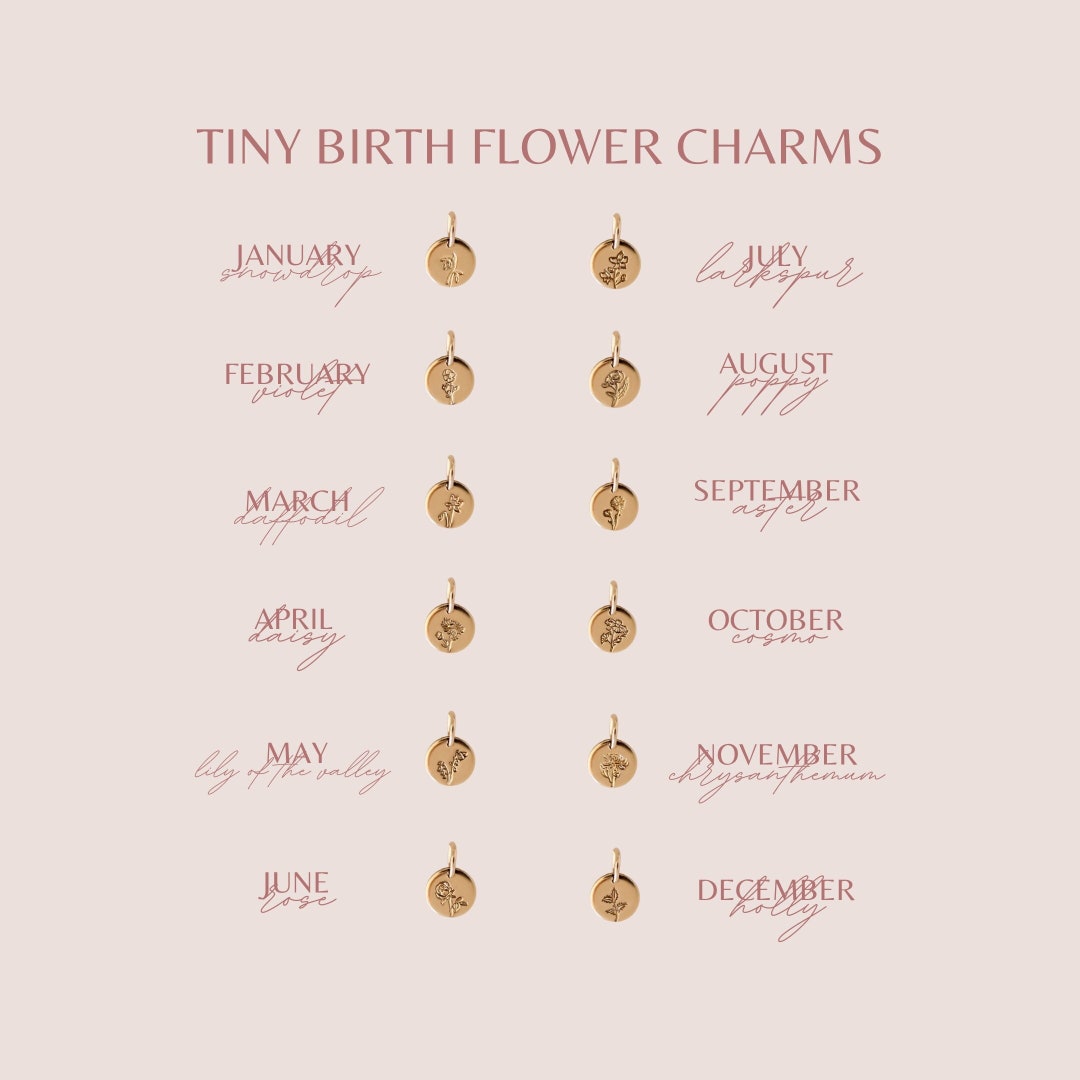 Tiny Birth Flower Charm • Add on Personalized Pendant - Floral Jewelry ...