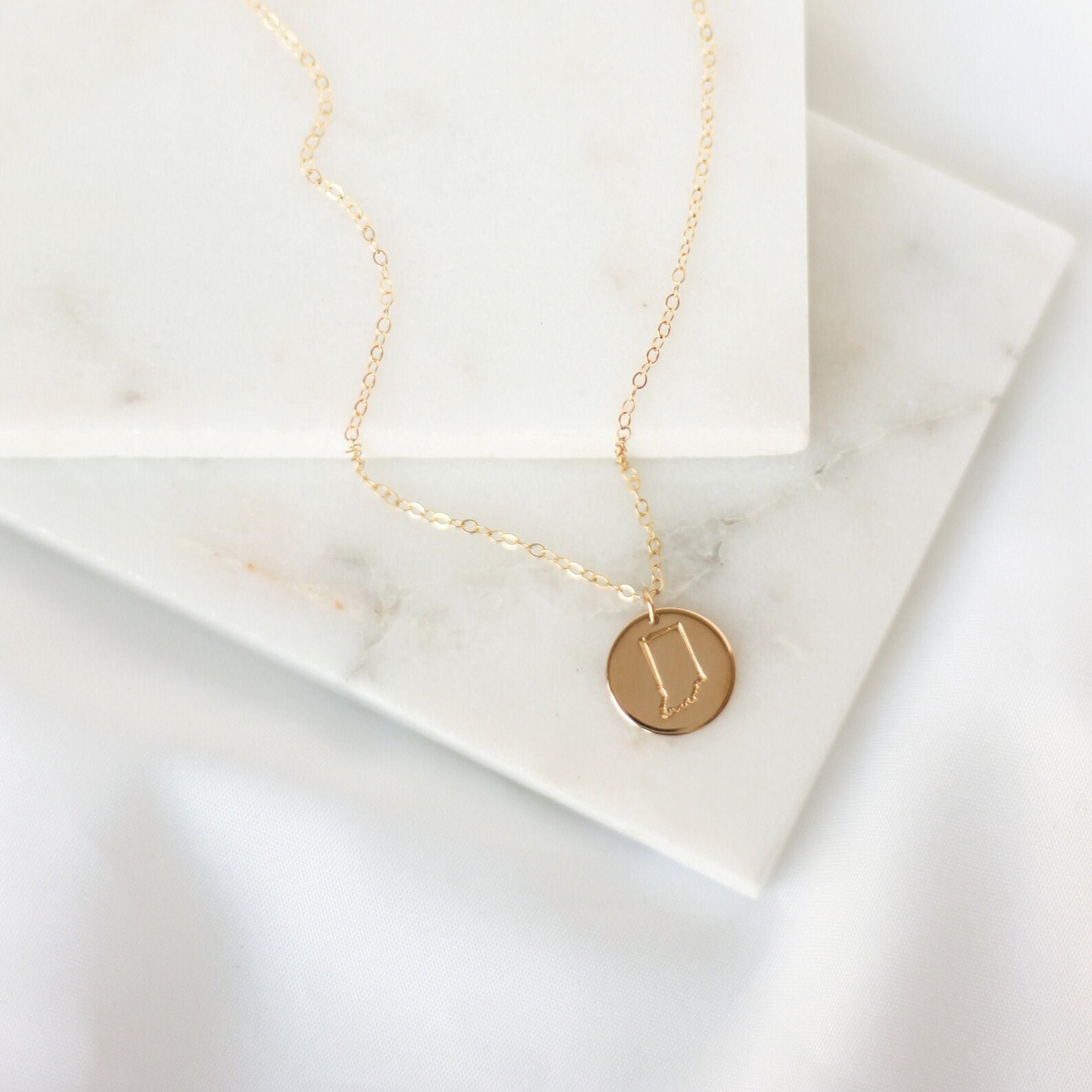 Indiana State Necklace 14k Gold Filled 14k Rose Gold | Etsy