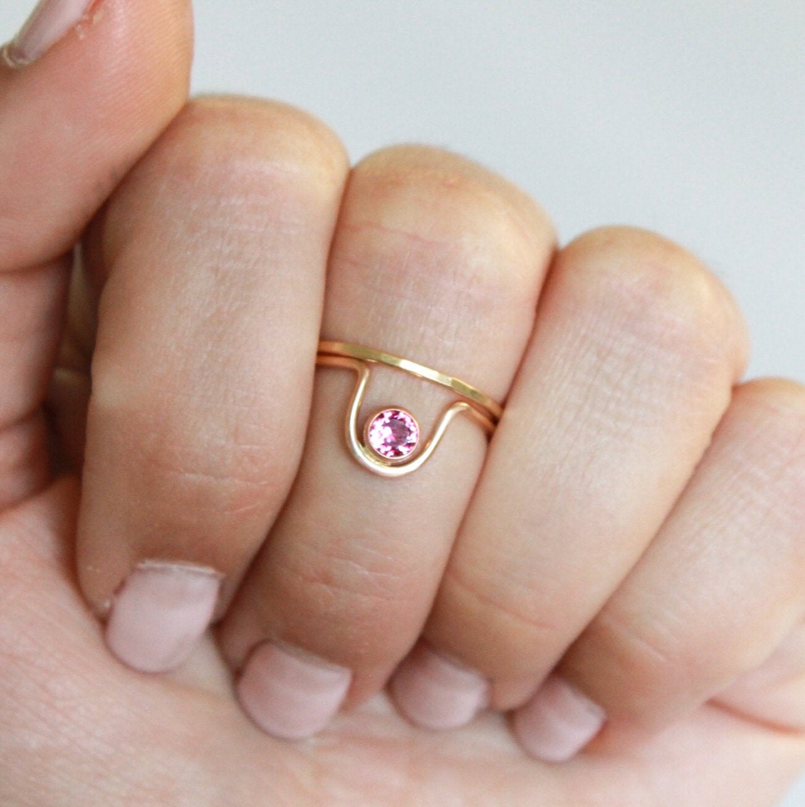 Gemstone Arch Birthstone Ring Modern Shape Ring Gift for - Etsy