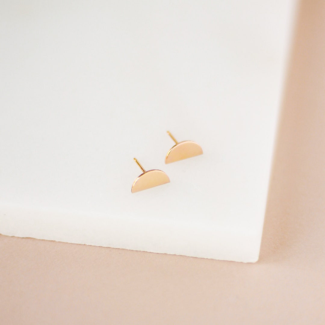 Half Moon Studs Half Circle Earrings Gold, Silver or Rose Gold ...