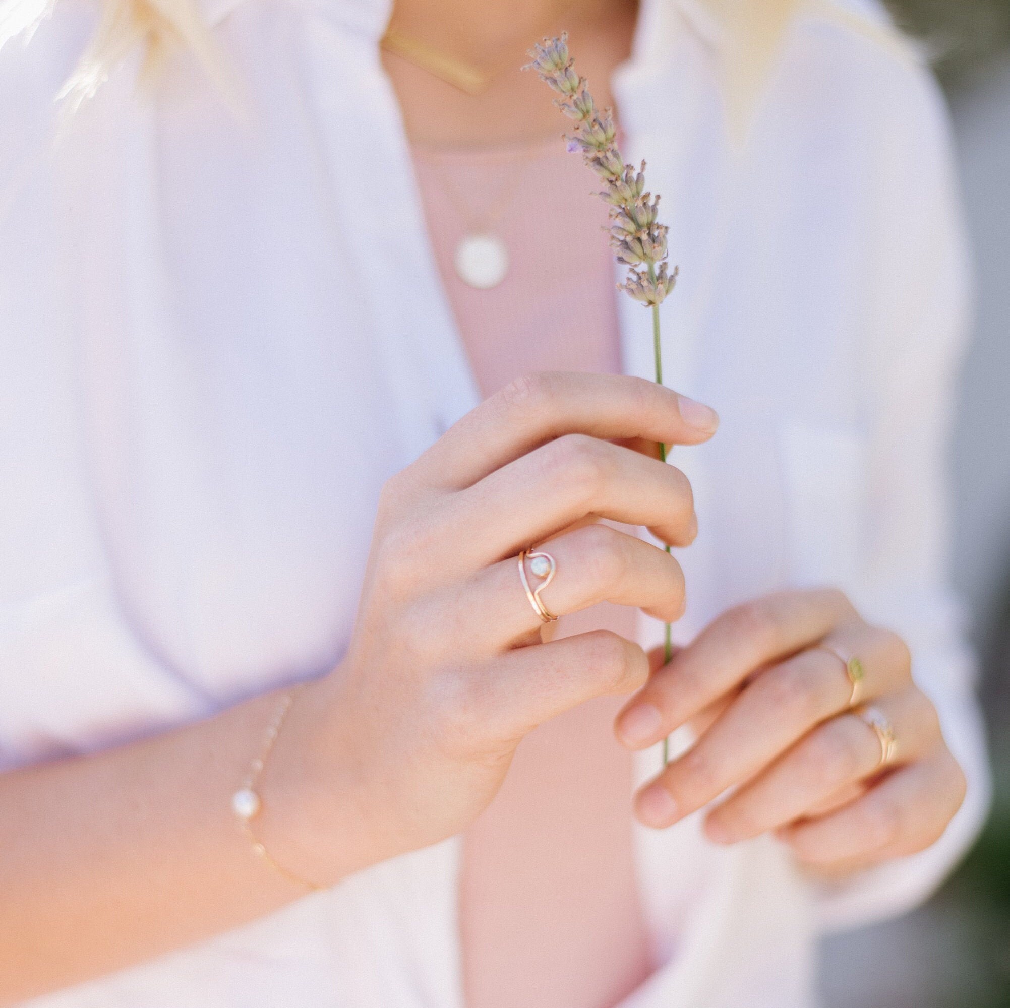 Opal Arch Ring October Birthstone Ring 14k Gold or Silver | Etsy