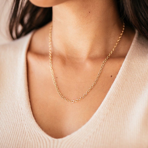 Vogue Chain Gold or Silver Chunky Chain Necklace Simple Cable Necklace Finished Chain Layering Modern Minimalist 14k Gold Filled Etsy