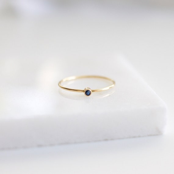 Tiny September Birthstone Ring Sapphire Ring Dainty Gold | Etsy