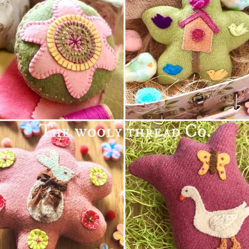 E-pattern Wool Applique Easter Bunnies Bowl Fillers | Etsy