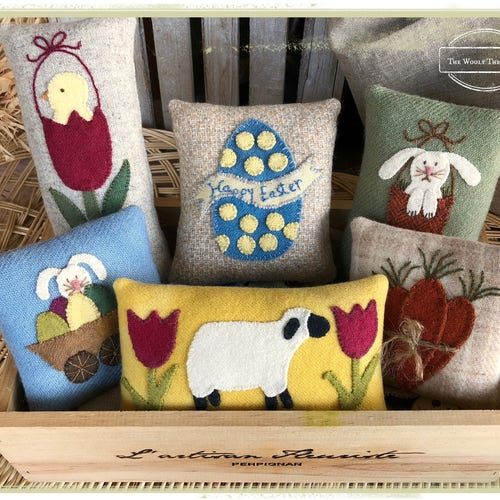 E-pattern Wool Applique Easter Bunnies Bowl Fillers - Etsy