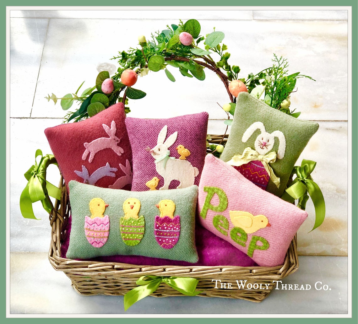 E-pattern Wool Applique Wooly Bunnies & Chicks Bowl - Etsy