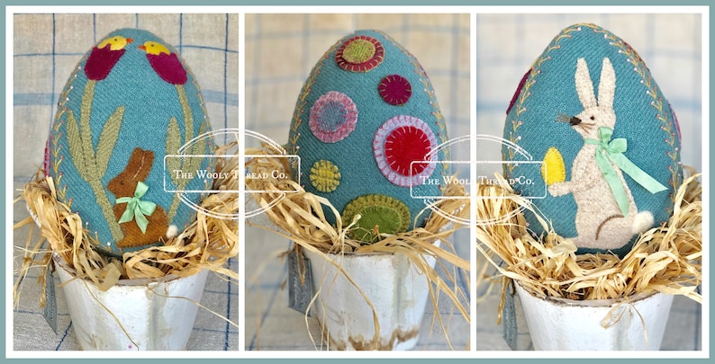 E-pattern Wool Applique BIG Wooly Easter Egg Instant - Etsy