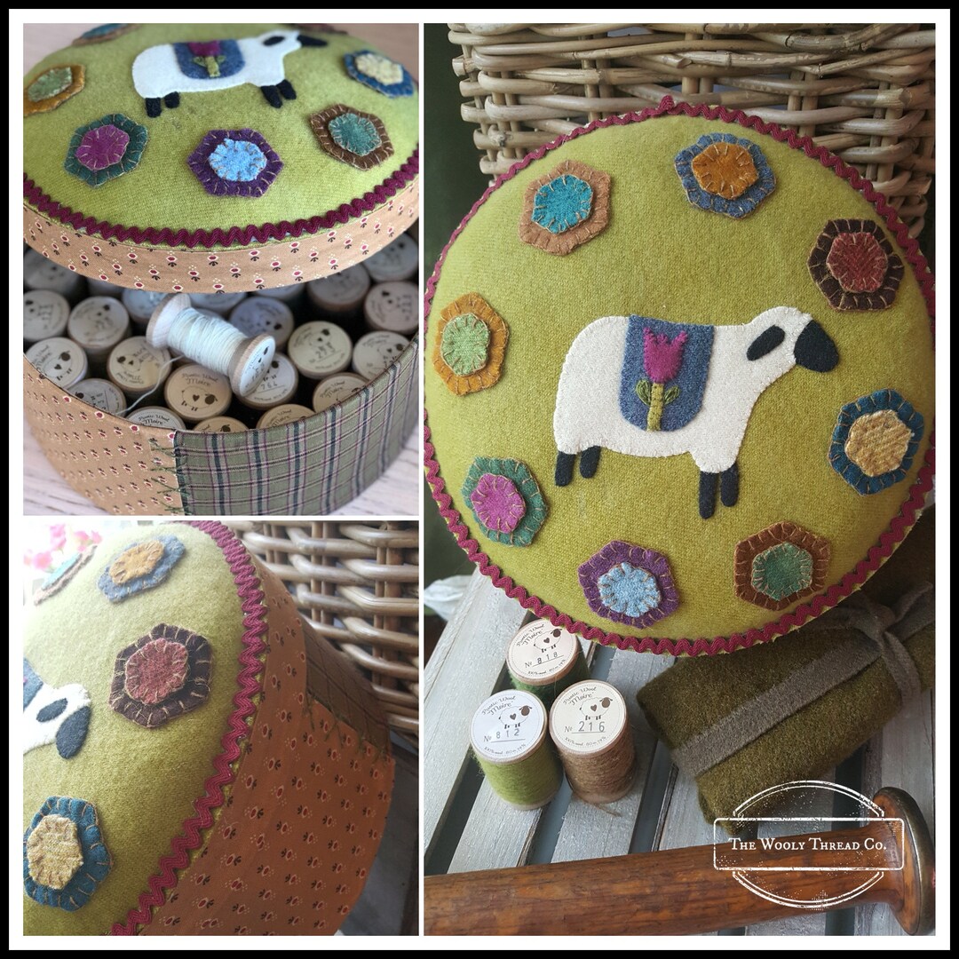 E-pattern ~ Wool Applique ~ Wooly Spring Box ~ PDF Instant Download - Etsy