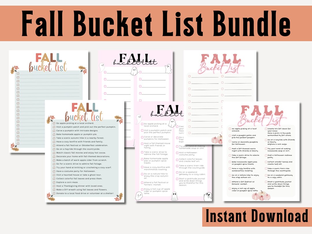 Fall Bucket List Printable Fall Checklist Fall to Do List - Etsy Australia