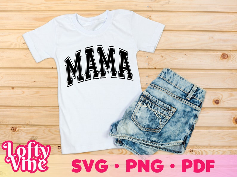 Varsity Mama SVG: Arched Letter Design (PNG, PDF) - Etsy