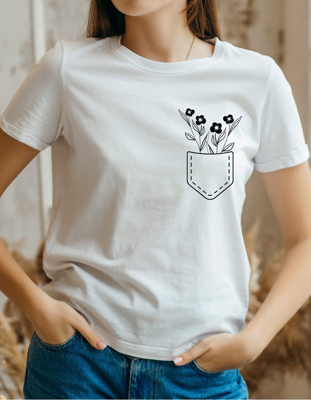 Flower Pocket Clipart Svg, Flowers in Your Pocket, Wildflowers SVG ...