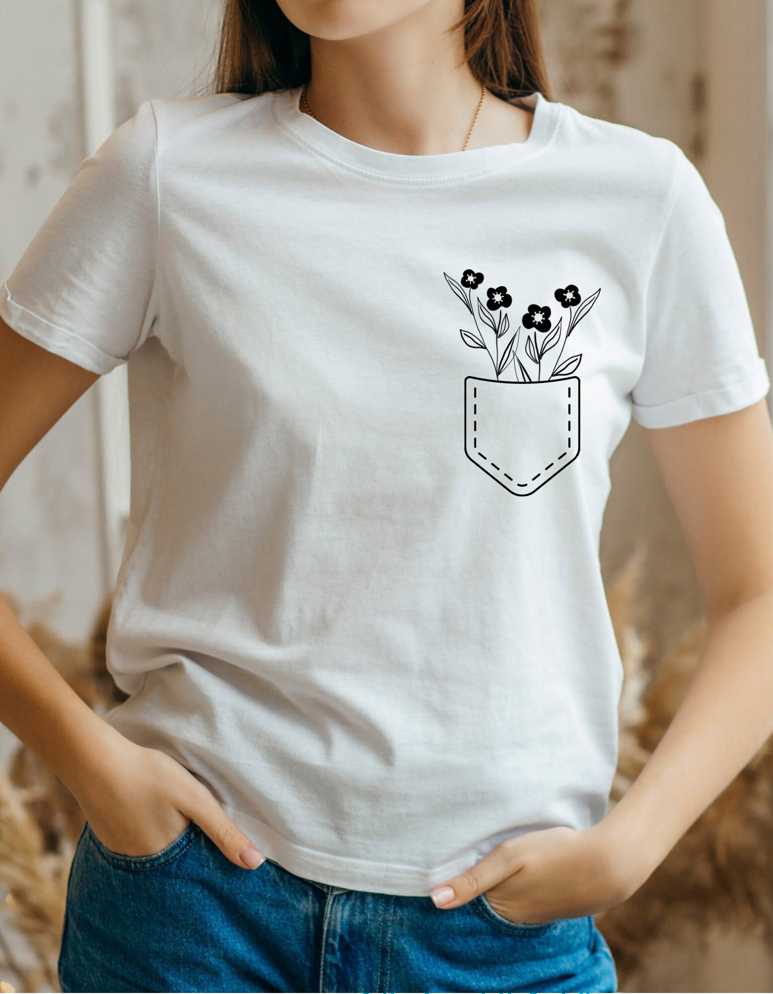 Flower Pocket Clipart Svg Flowers in Your Pocket Wildflowers - Etsy