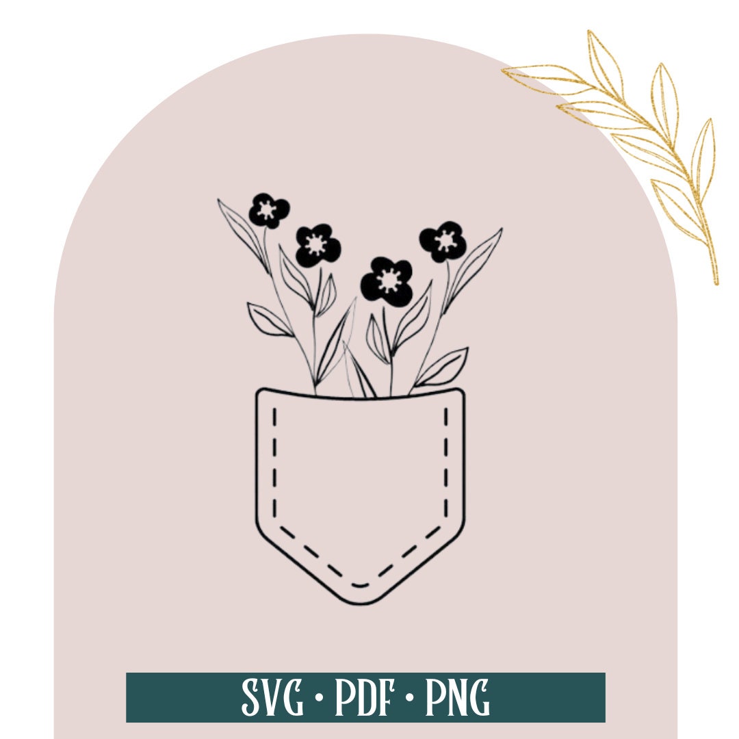 Flower Pocket Clipart Svg Flowers in Your Pocket Wildflowers - Etsy