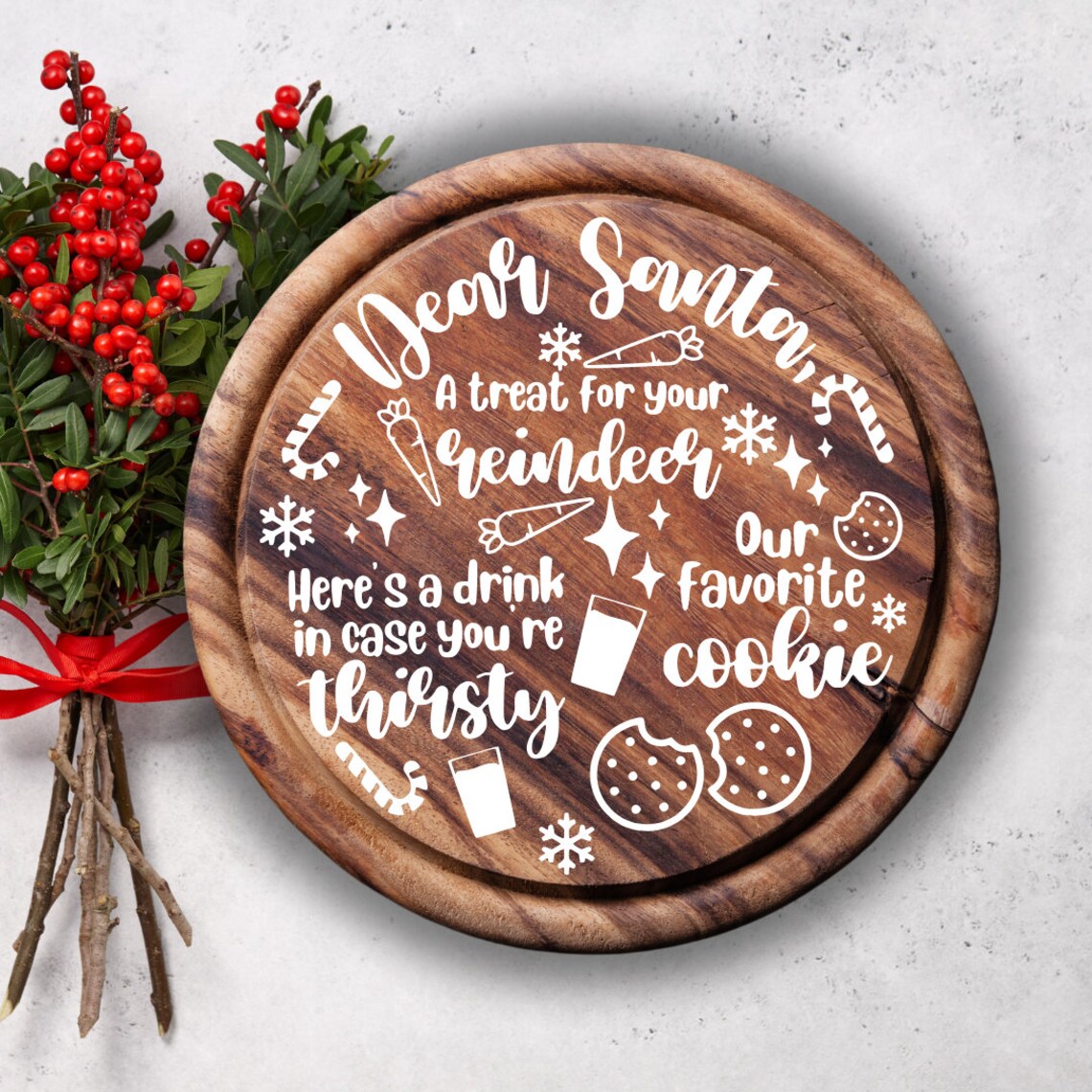 Santa Cookie Tray SVG: Christmas Eve Treats Board, Round & Rectangle ...