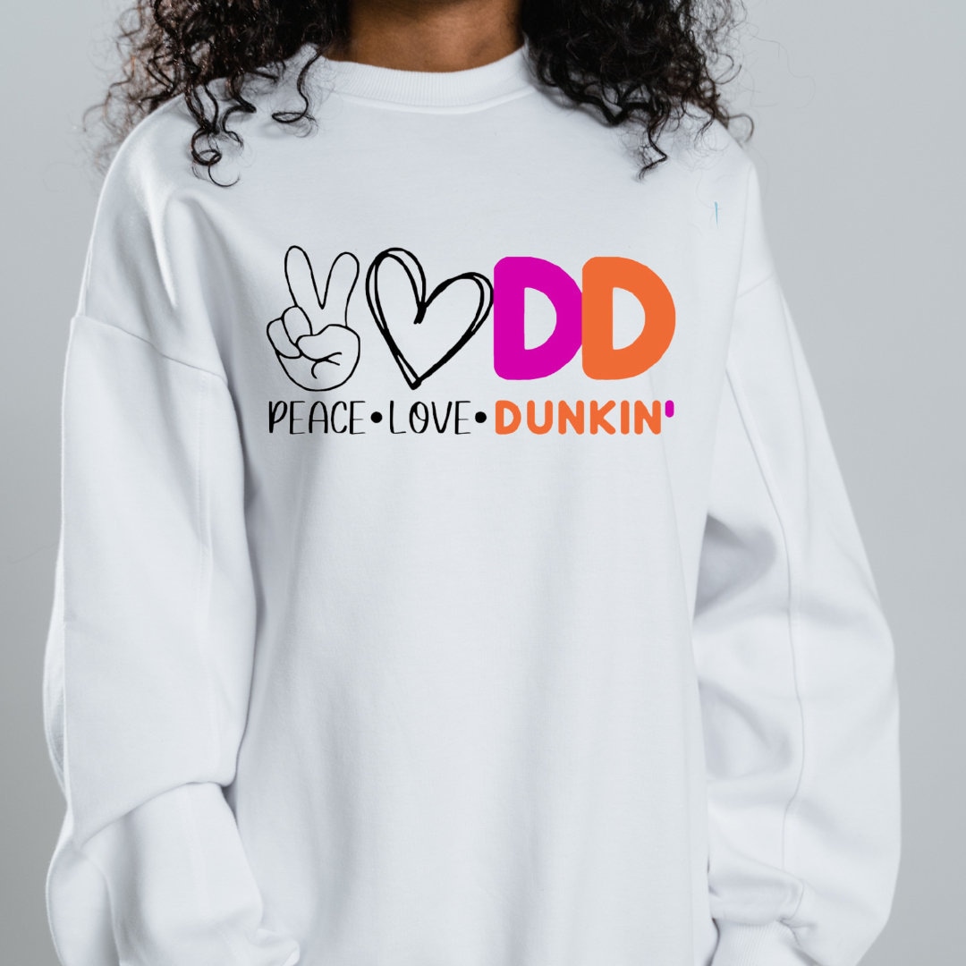 Peace Love Dunkin, Dunkin Shirts, SVG File, Dunkin Donuts, Peace Love ...
