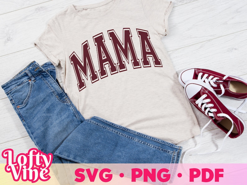 Varsity Mama SVG: Arched Letter Design (PNG, PDF) - Etsy