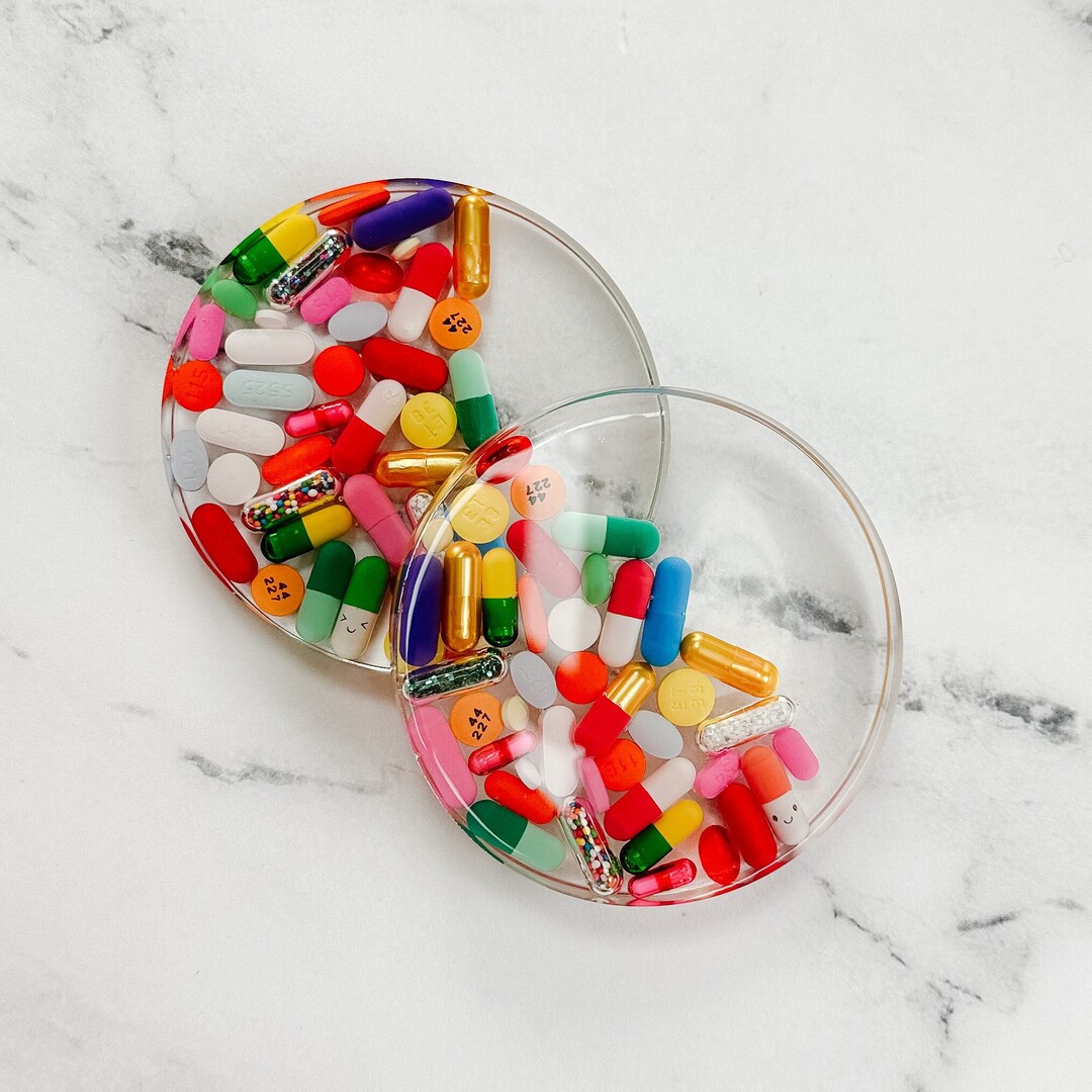 Negative Excess Resin Pill Coasters - Set of TWO - Etsy