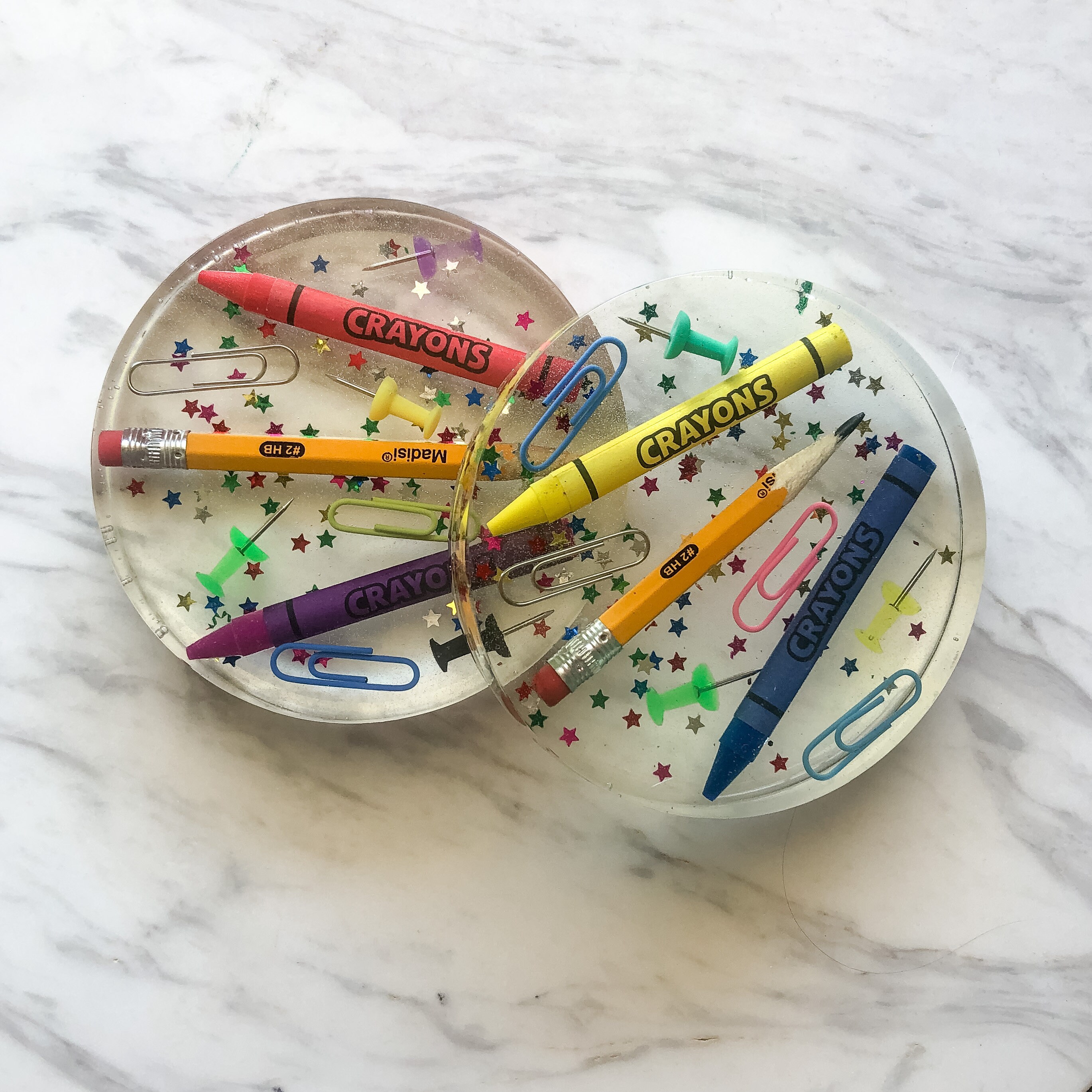 Teacher School Supply Coasters Set of TWO - Etsy