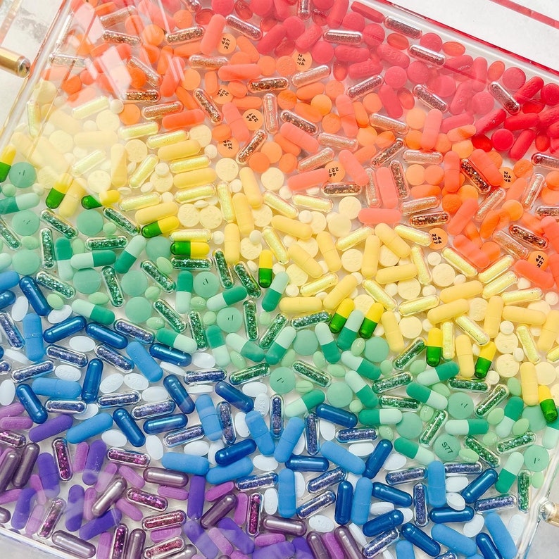 Rainbow Overdose Resin Pill Serving Tray 12x12 Inches - Etsy