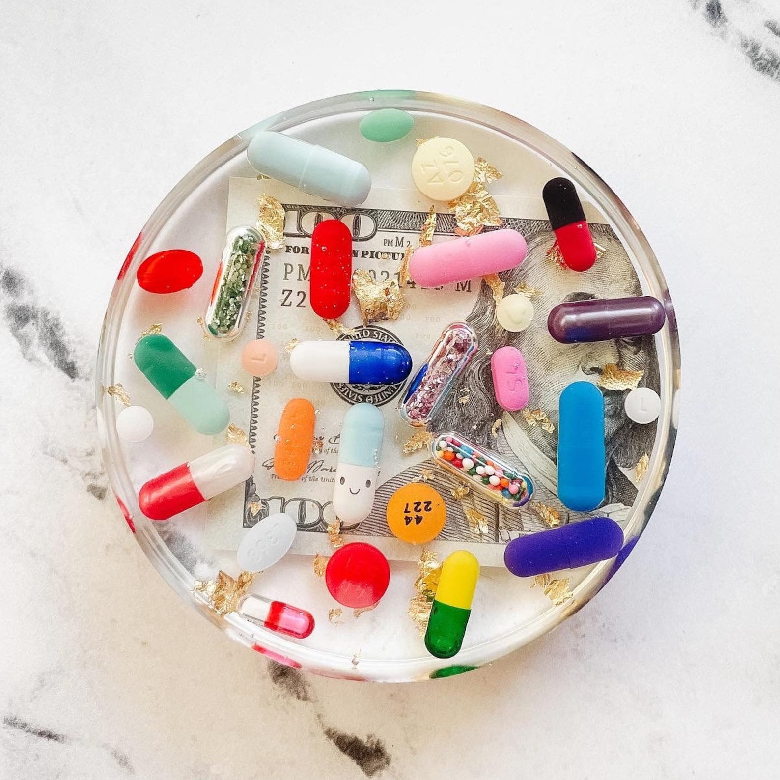 Money & Pills Resin Pill Coasters - Set of TWO - Etsy