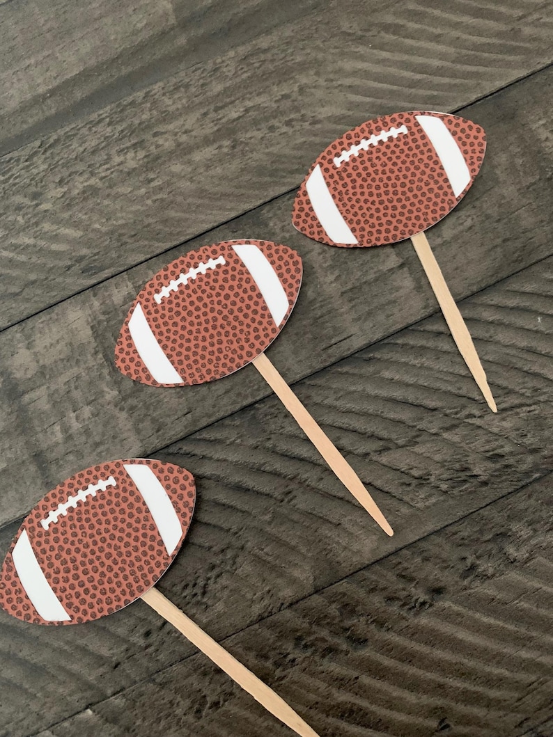 One Dozen Football Cupcake Toppers, Football Toppers, Sports Toppers - Etsy