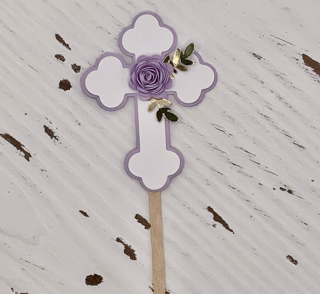 One Dozen Cross Cupcake Toppers, Baptism, Christening, Communion ...